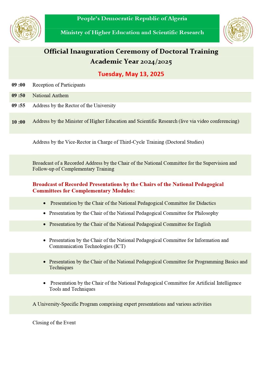 Official Inauguration Ceremony of Doctoral Training Academic Year 2024/ ...